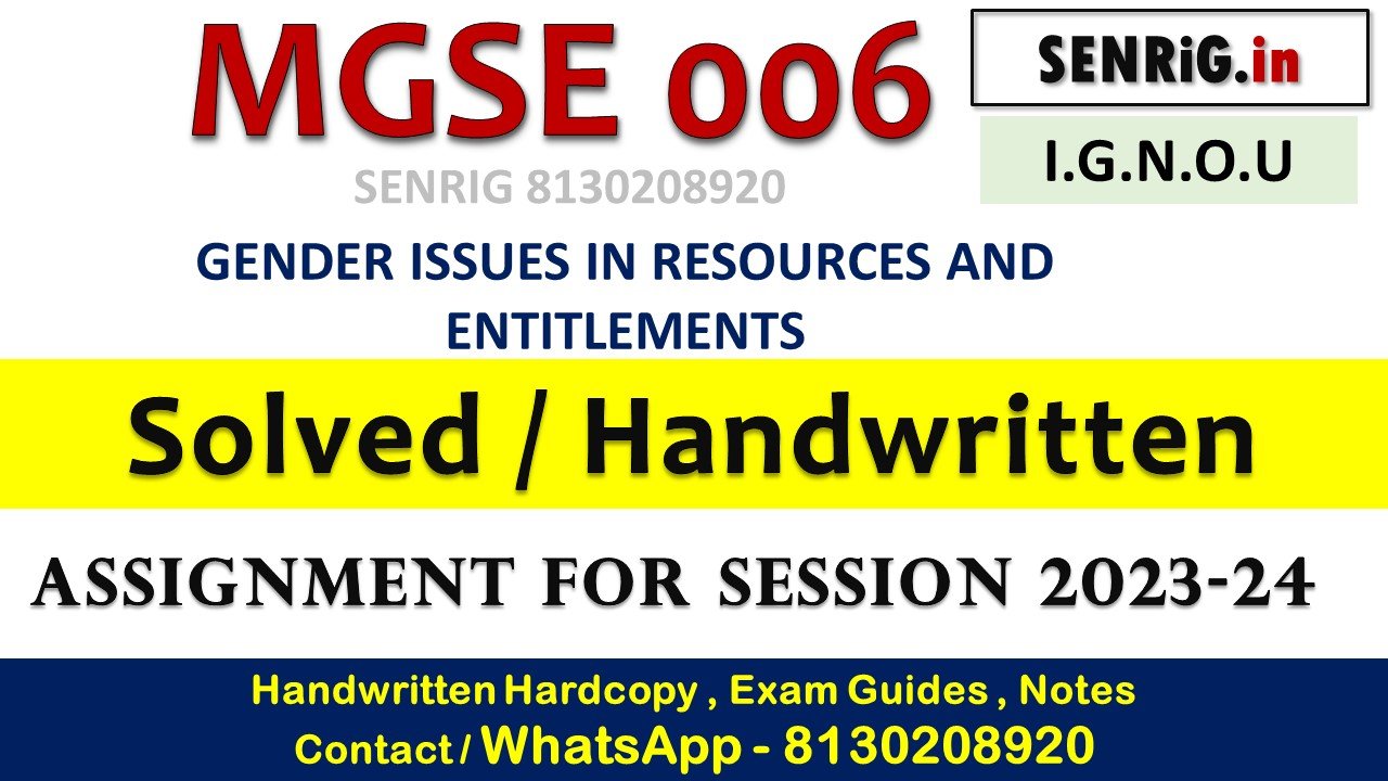 FREE IGNOU MGSE 006 Solved Assignment FREE IGNOU MGSE 006 Solved Assignment